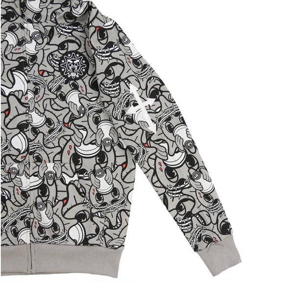 Glo gang | Jackets & Coats | Glo Man Zip Allover Almighty Hoodie Grey ...